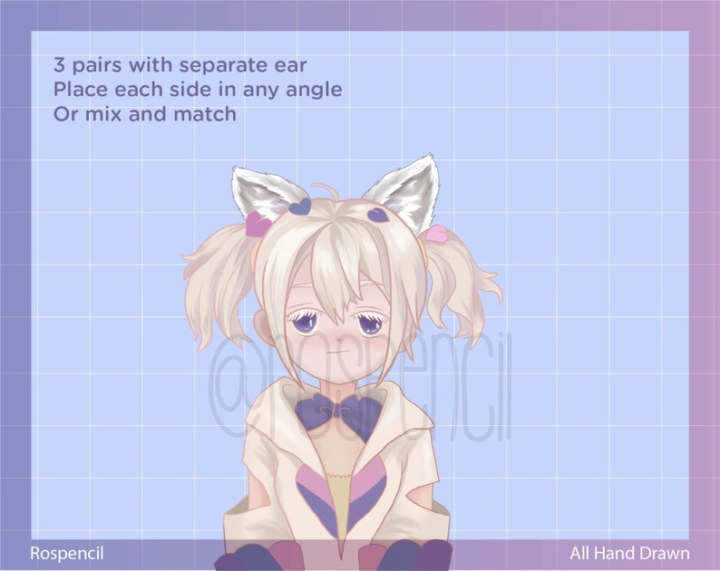 Vtuber Cat Ear Assets - 3 Natural Tone | Accessory | Fur | Prop ...