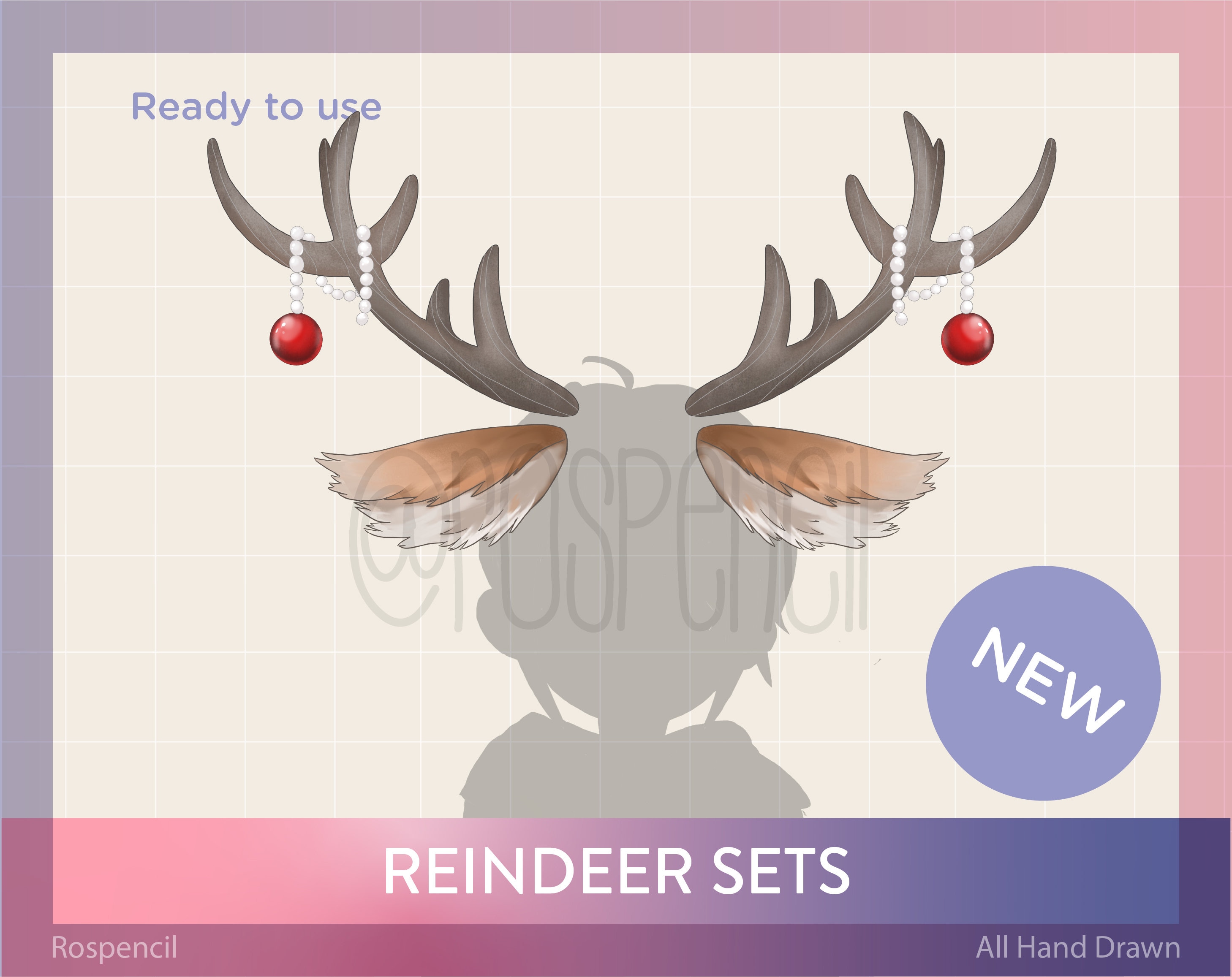 Vtuber Reindeer Ear Assets | Accessory | Fur | Prop | Christmas ...