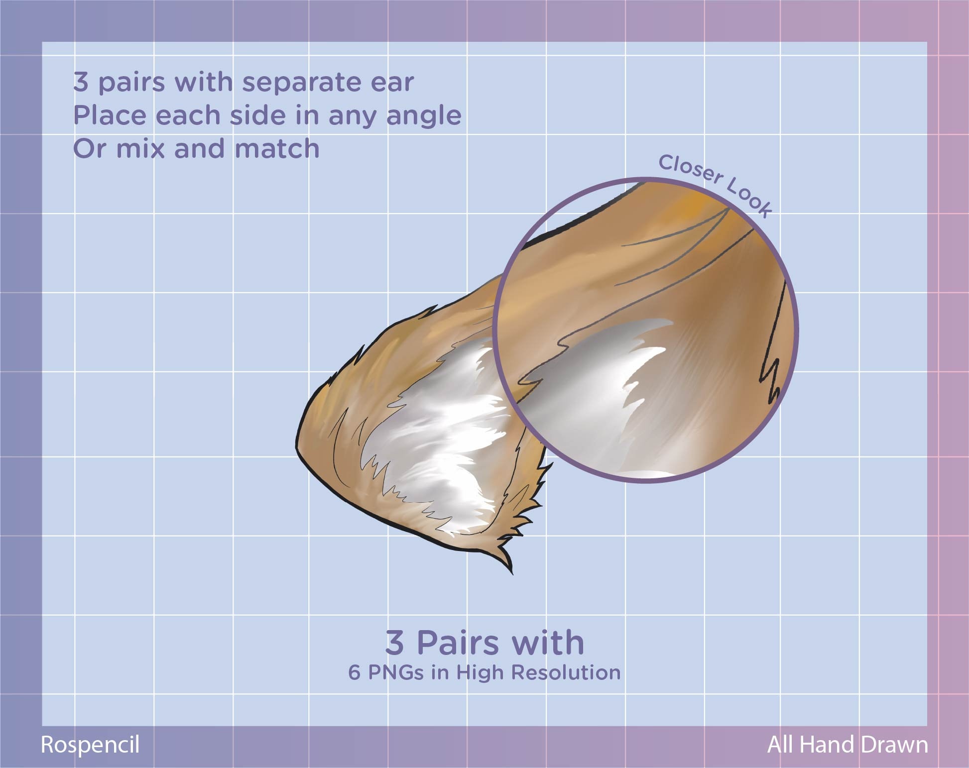 Vtuber Cat Ear Assets - 3 Natural Tone | Accessory | Fur | Prop ...