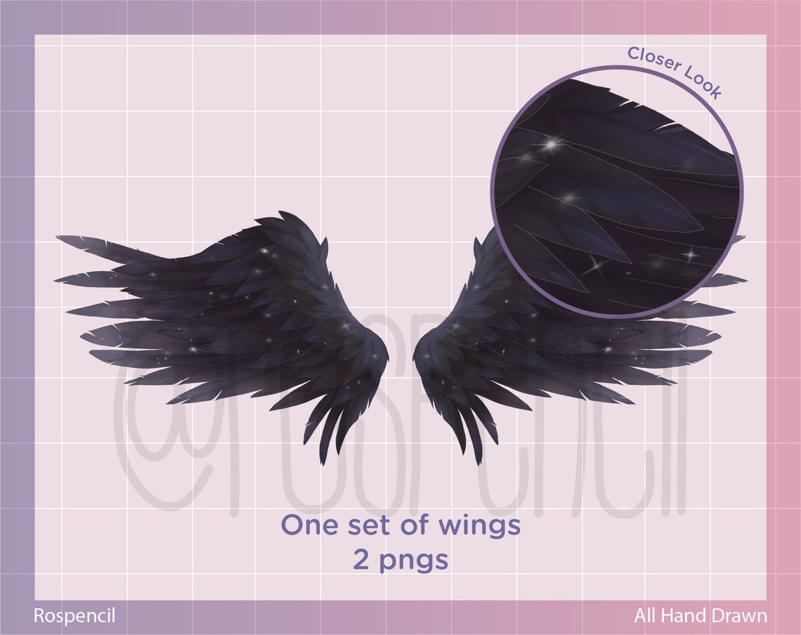 Vtuber Black Feather Wings | Accessory | Live2d | Celestial | Magical ...