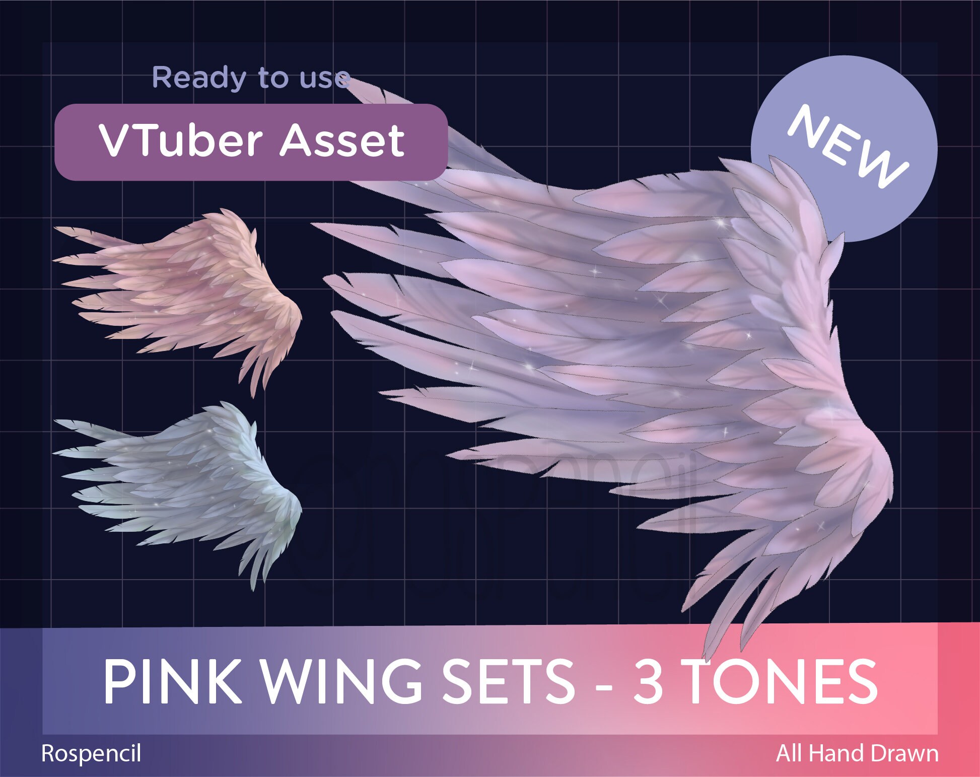 Vtuber Pink Feather Wings Sets - 3 Colors | Accessory | Prop ...