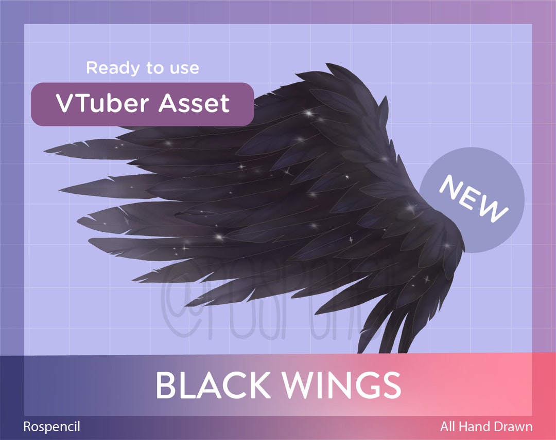 Vtuber Black Feather Wings | Accessory | Live2d | Celestial | Magical | Magic | Fantasy | Cosmic ...