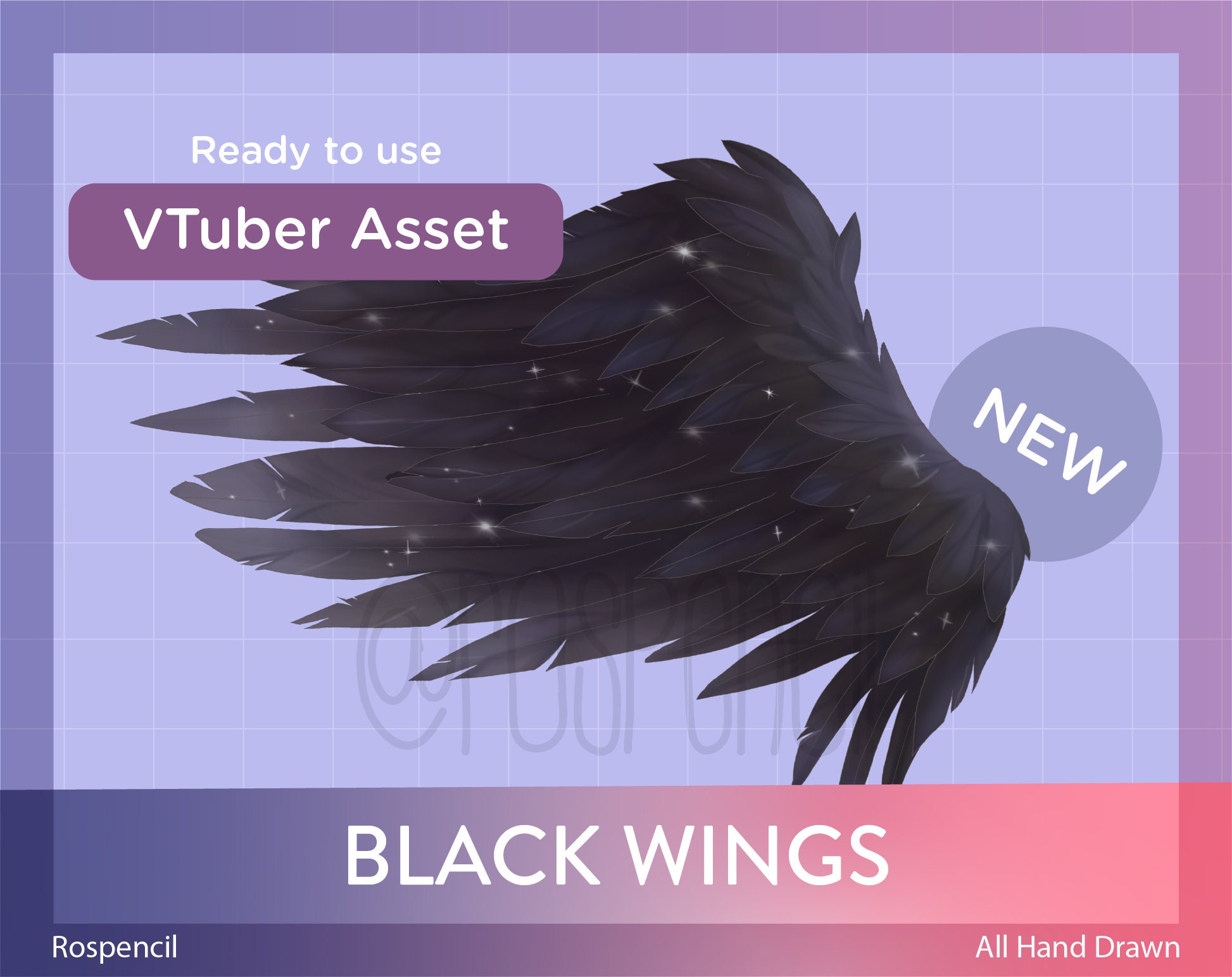 Vtuber Black Feather Wings | Vtuber | Accessory | Prop | Stars ...
