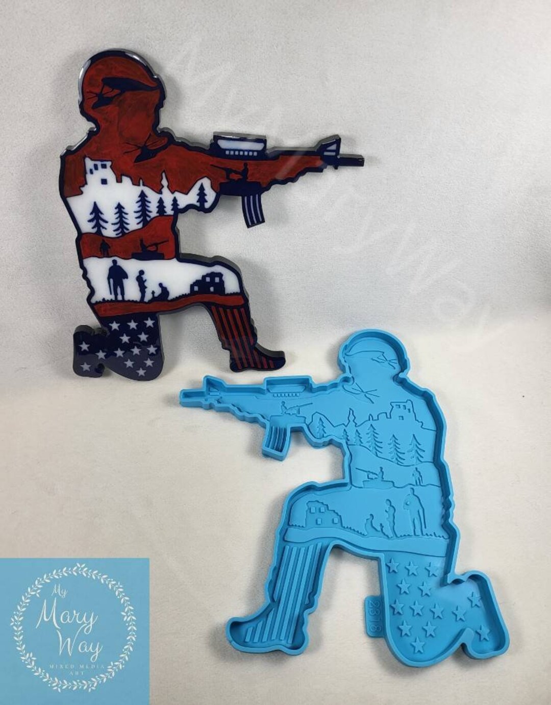 Large Soldier Silhouette With Scene Silicone Mold - Etsy