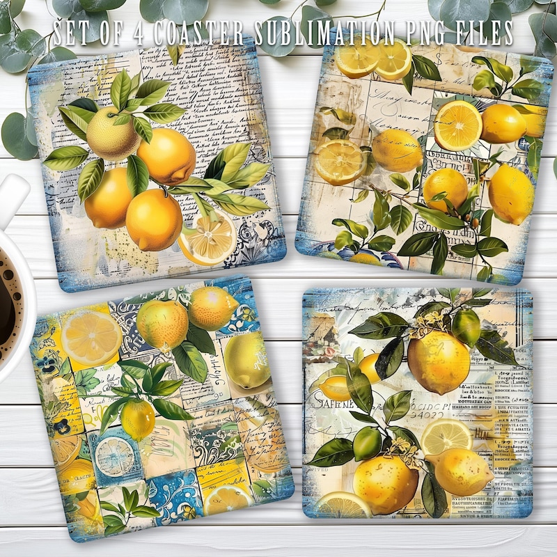 Lemon Coasters - Etsy