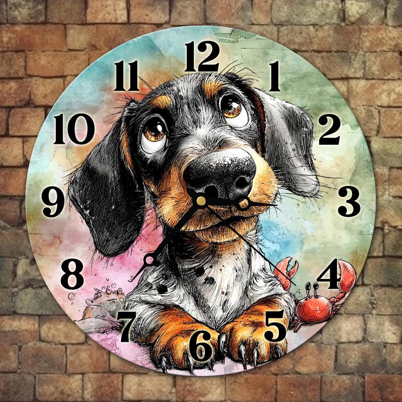 Dachshund Clock Face Sublimation PNG, Dog Love Print File - Etsy