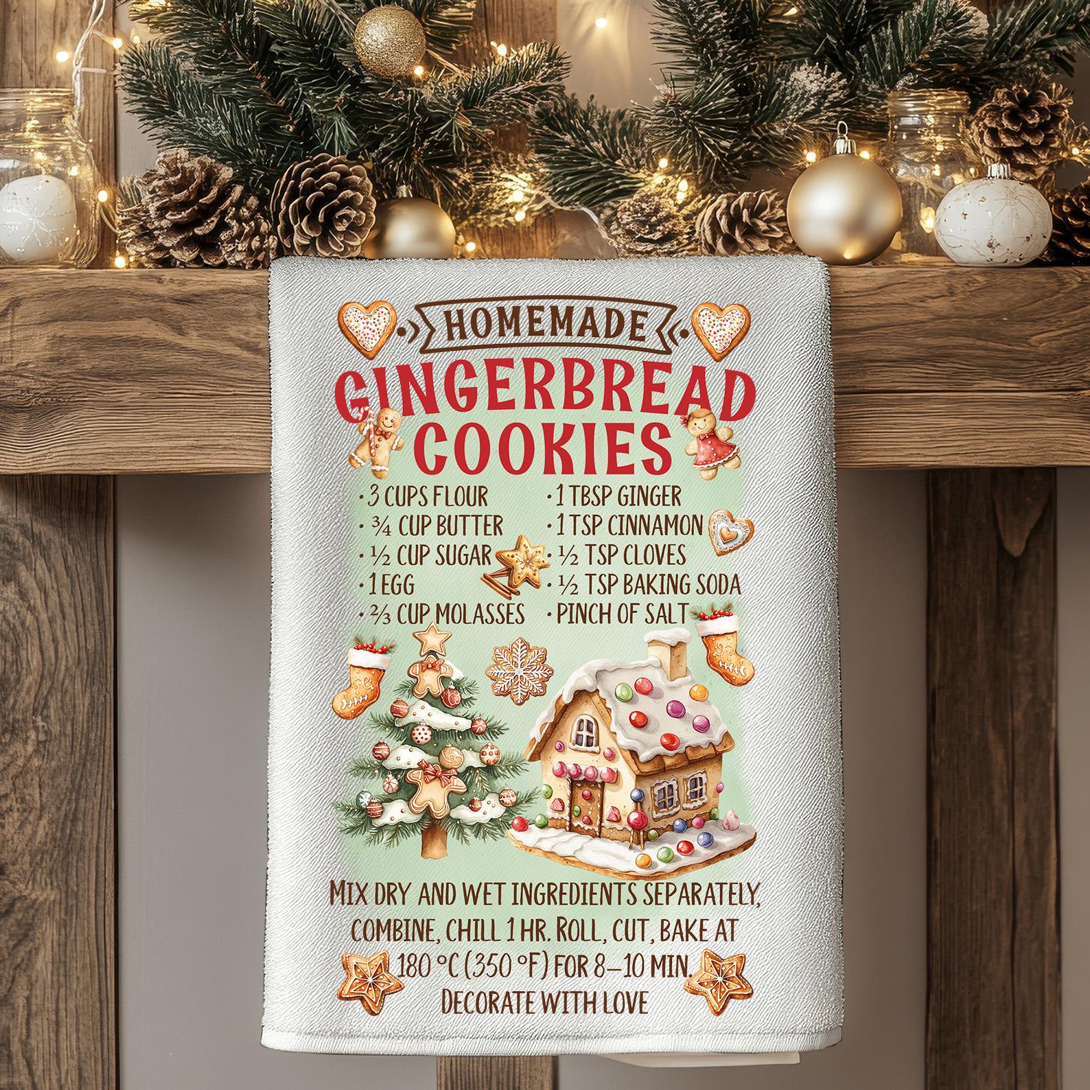Gingerbread Recipe Kitchen Towel Sublimation Design, Christmas Eggnog ...