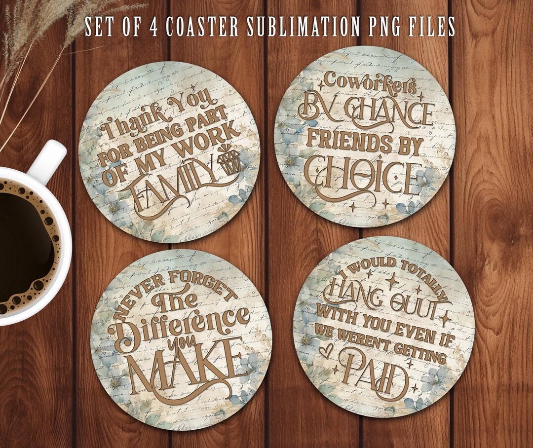 Coworker Appreciation Round Coaster Sublimation PNG Design, Thank You ...