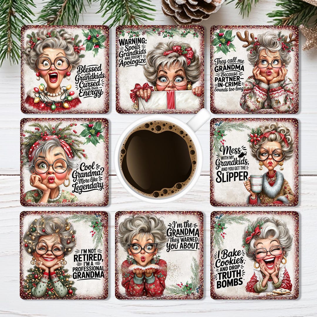 Funny Granny Square Coaster Sublimation Design, Humorous Grandma Quotes ...