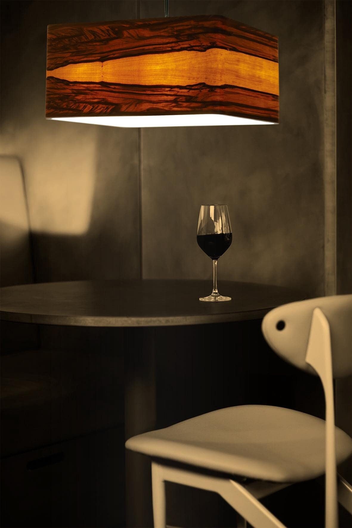 Pendant Veneer Lamp Made of Red Gum Veneer, Modern Square Light Fixture ...