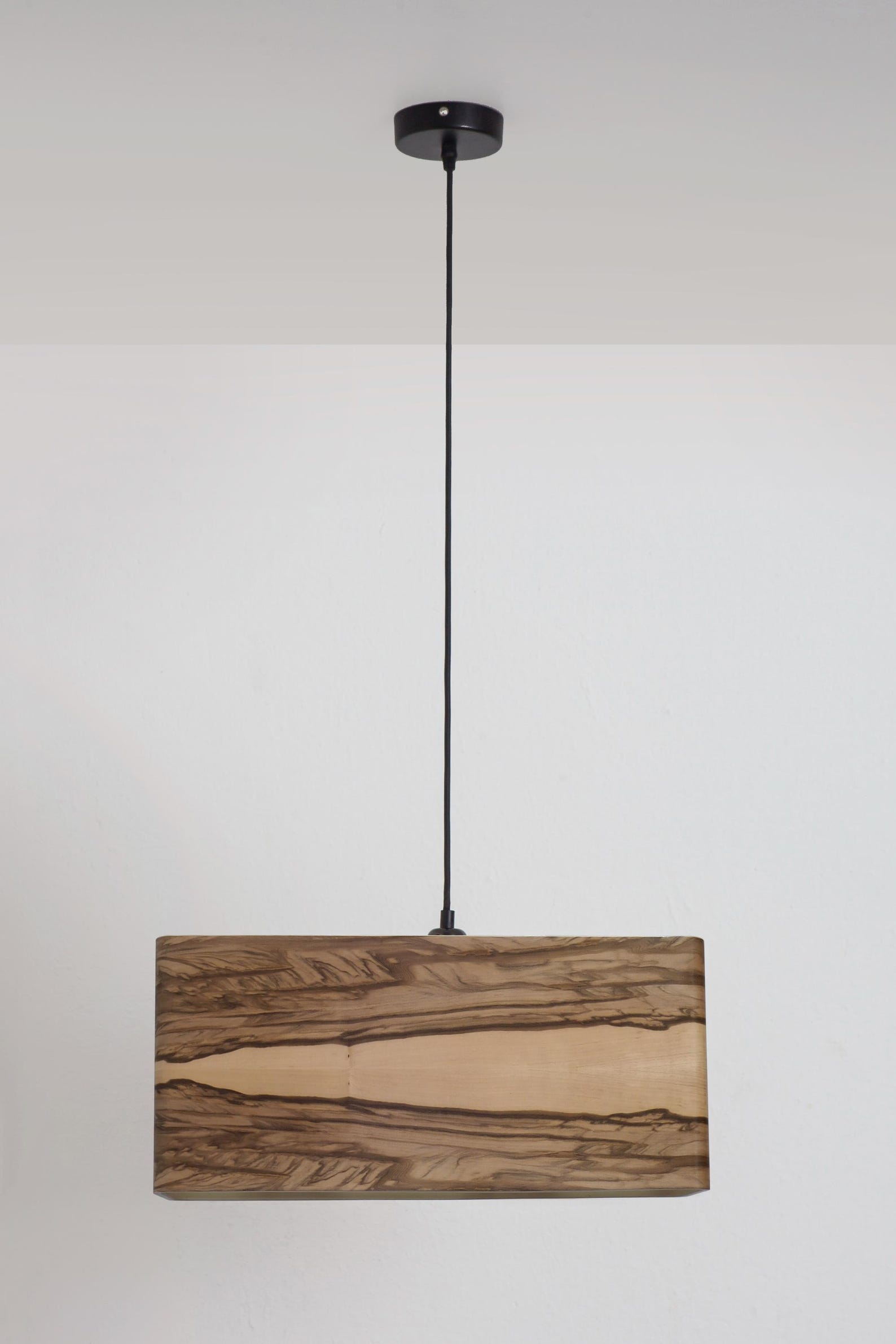 Pendant Veneer Lamp Made of Red Gum Veneer, Modern Square Light Fixture ...