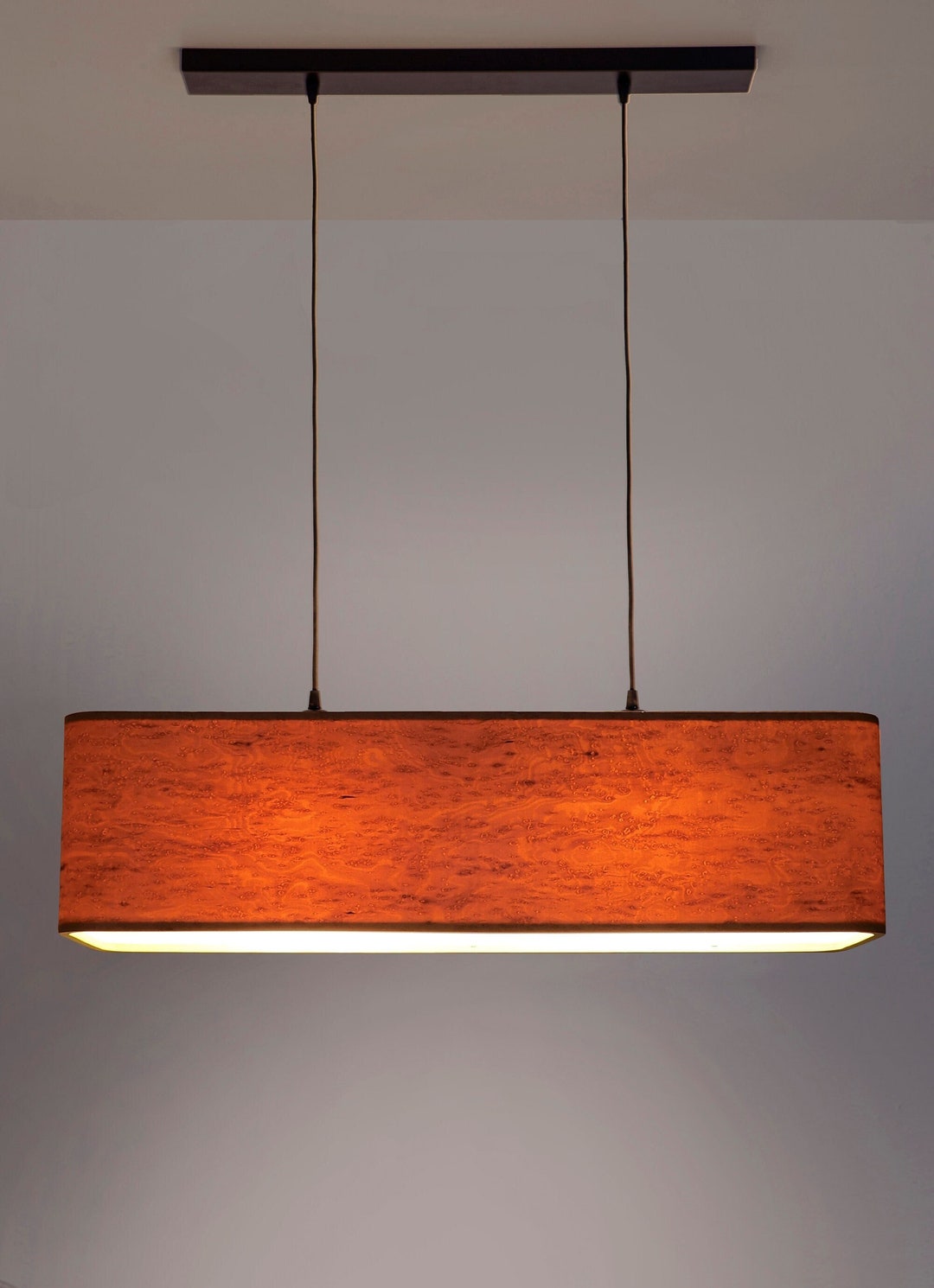 Birdseye Maple Veneer Lamp, Dine Room Light Fixture, Large Pendant ...