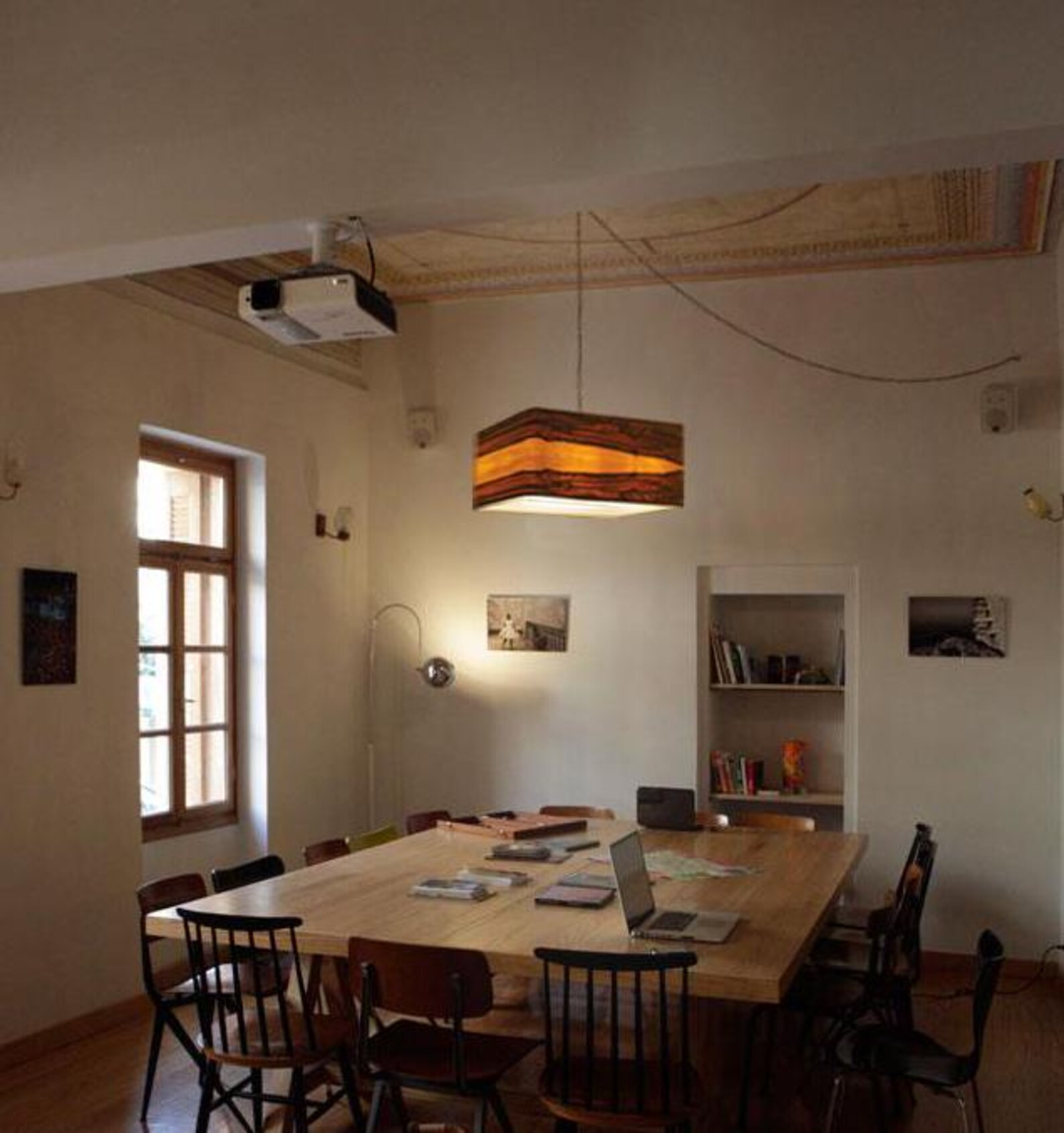 Pendant Veneer Lamp Made of Red Gum Veneer, Modern Square Light Fixture ...