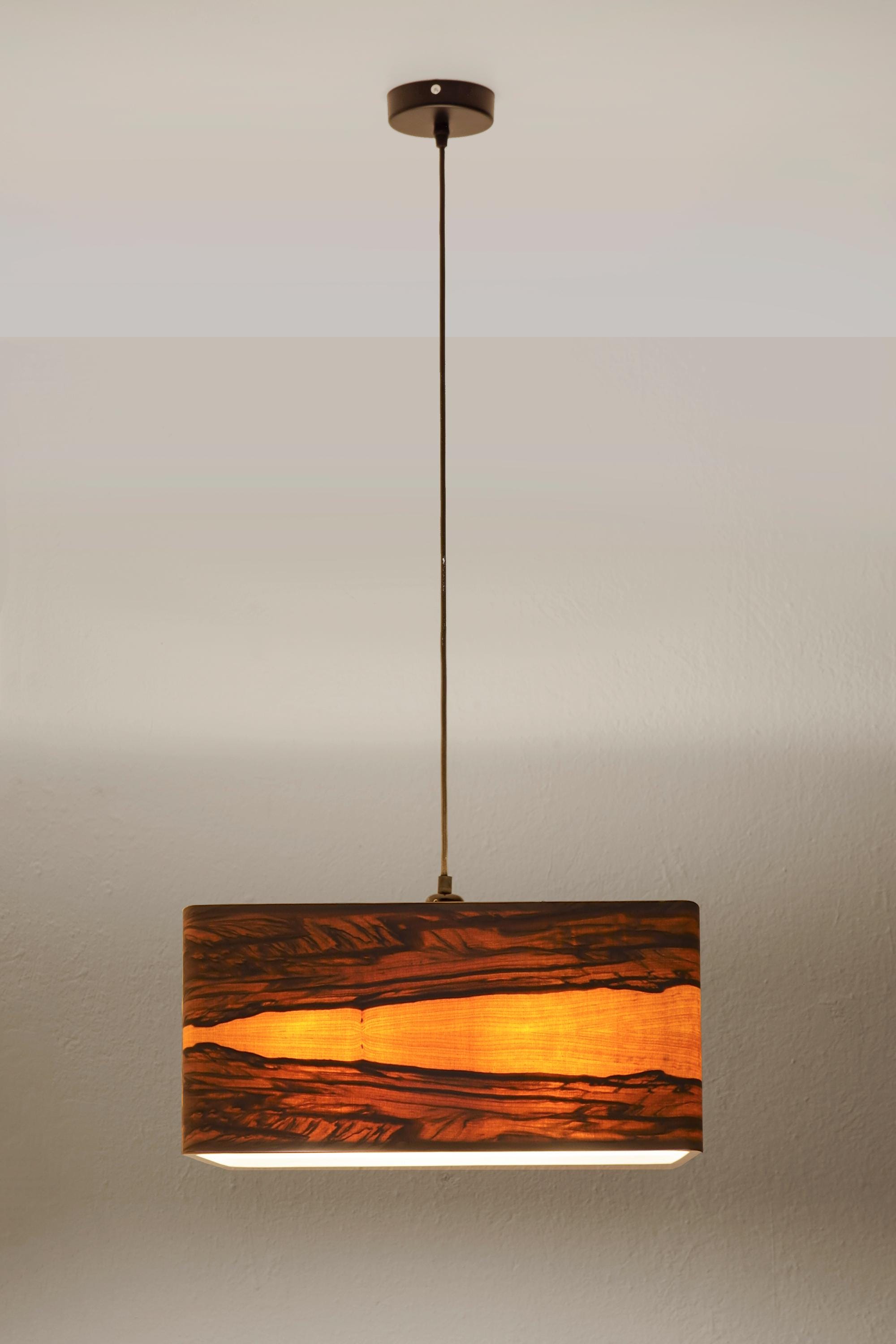 Pendant Veneer Lamp Made of Red Gum Veneer, Modern Square Light Fixture ...