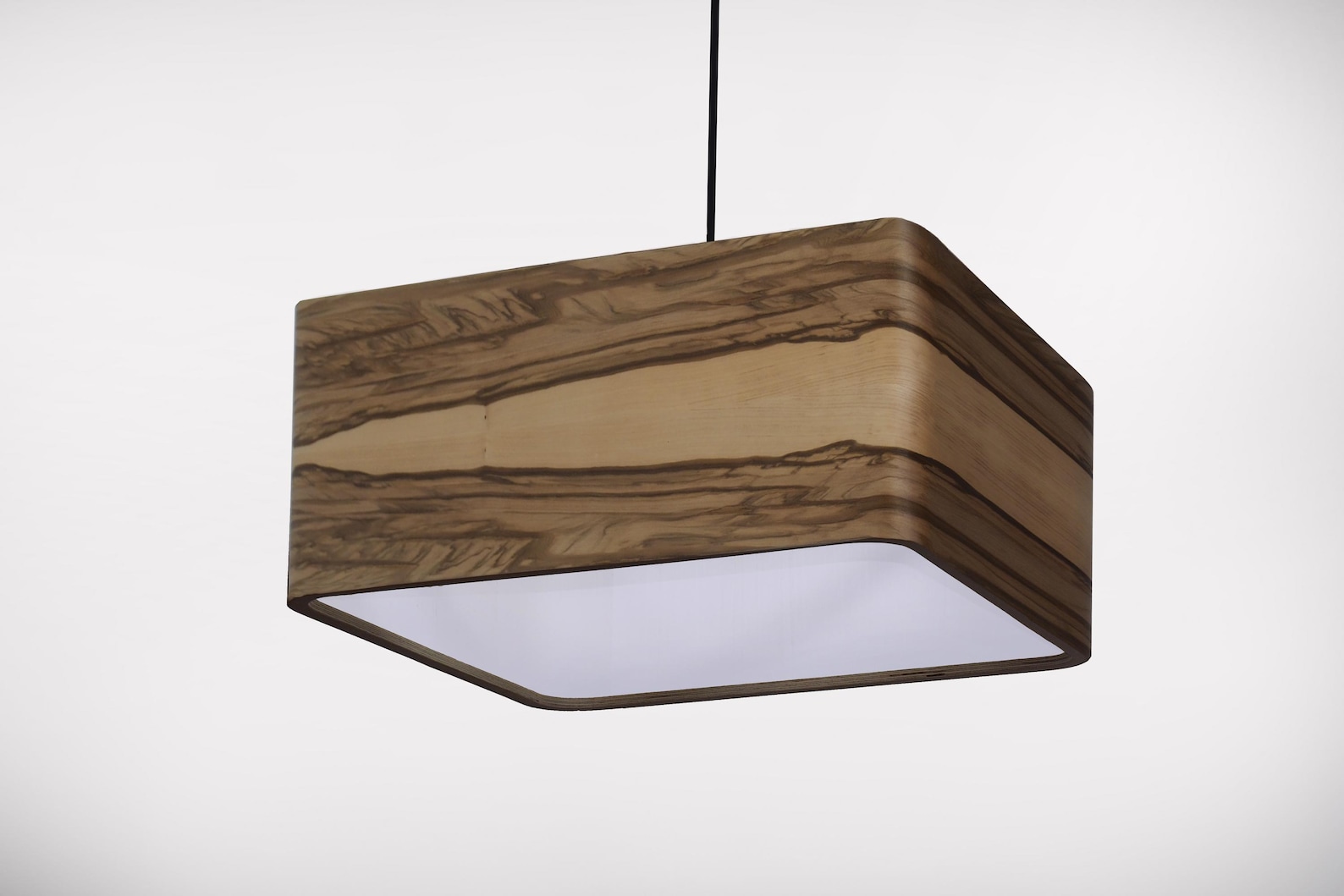 Pendant Veneer Lamp Made of Red Gum Veneer, Modern Square Light Fixture ...