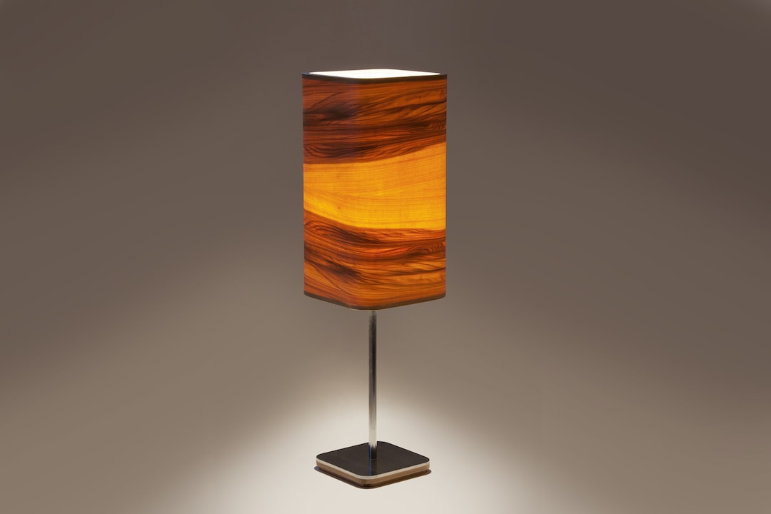Table Lamp Made of Red Gum Wood Veneer, Desk Light, Handmade Office ...