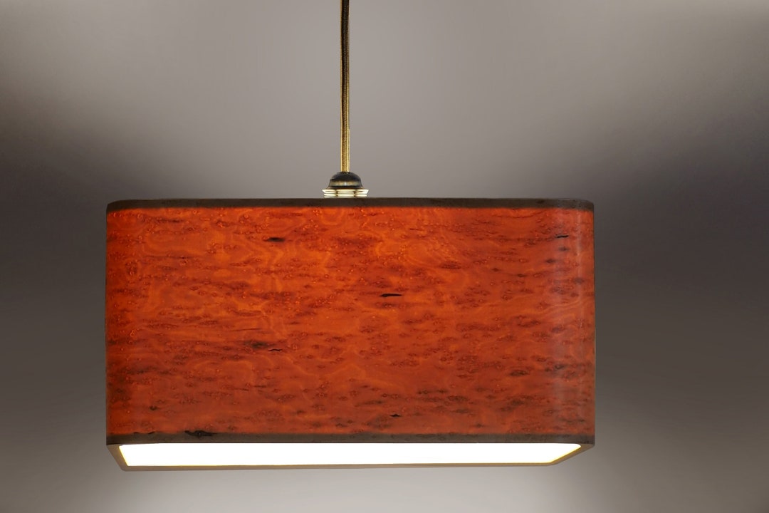 Birdseye Maple Veneer Light Fixture, Living Room Lamp, Square Pendant ...