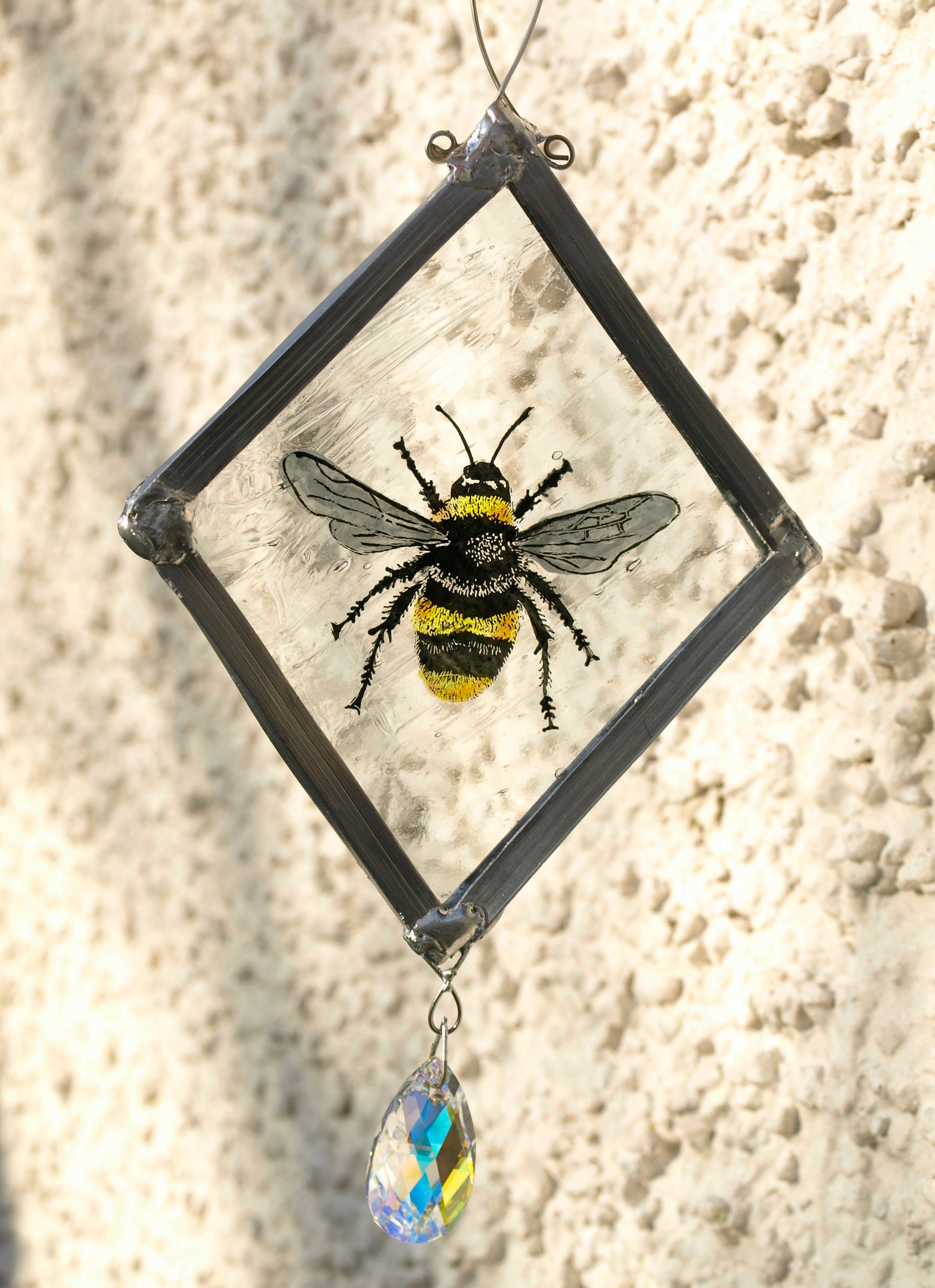 Hand-painted Stained Glass Bee Suncatcher - Etsy