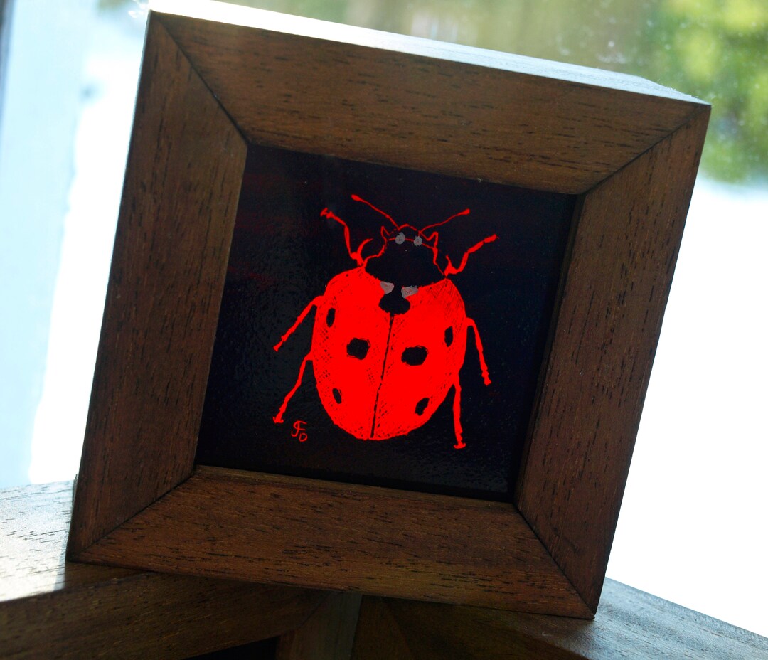 Hand-painted Stained Glass Ladybird Art Block - Etsy