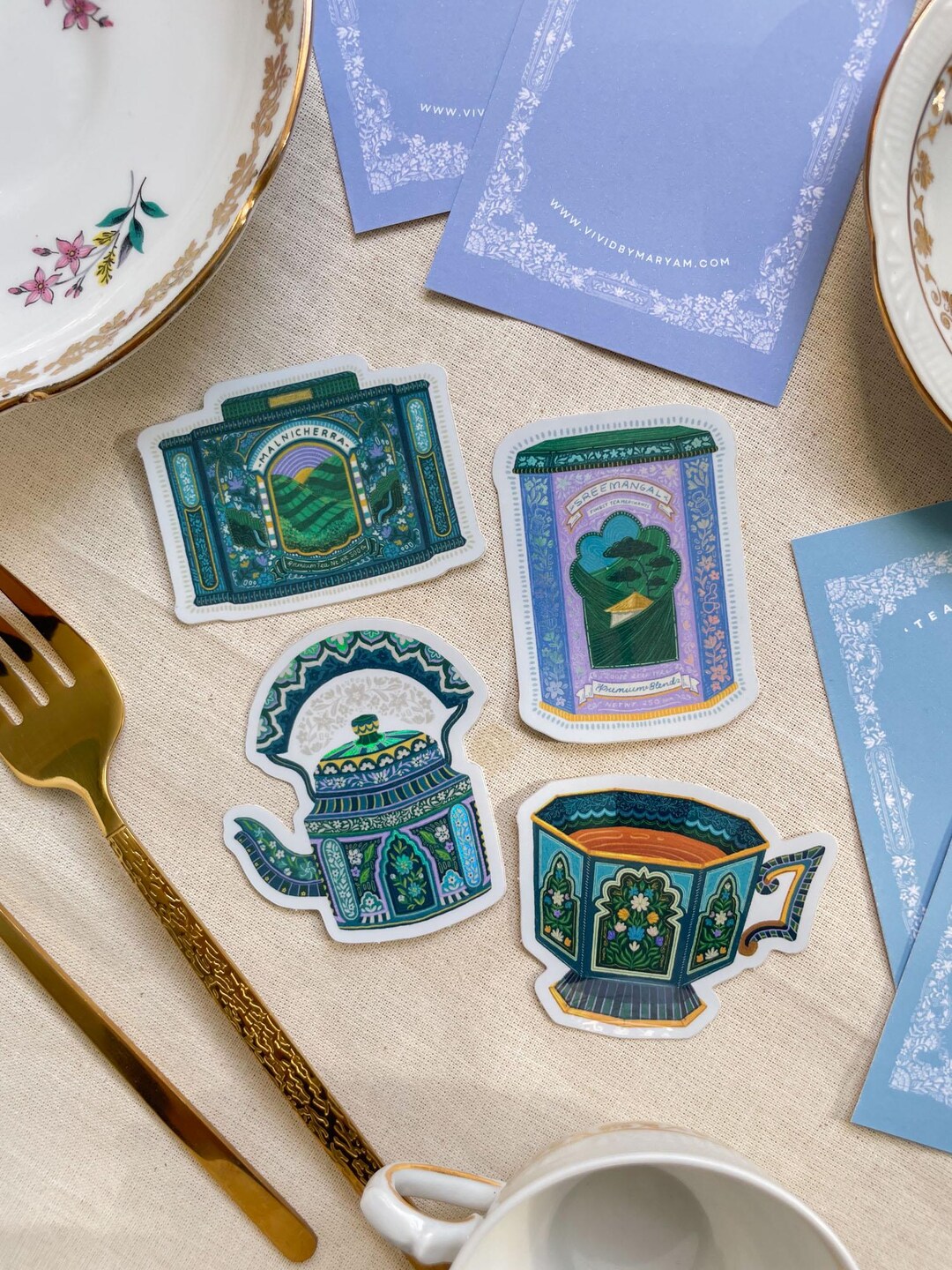 Holographic Tea Garden Sticker Pack: Vinyl Tea Cup & Teapot Stickers - Etsy
