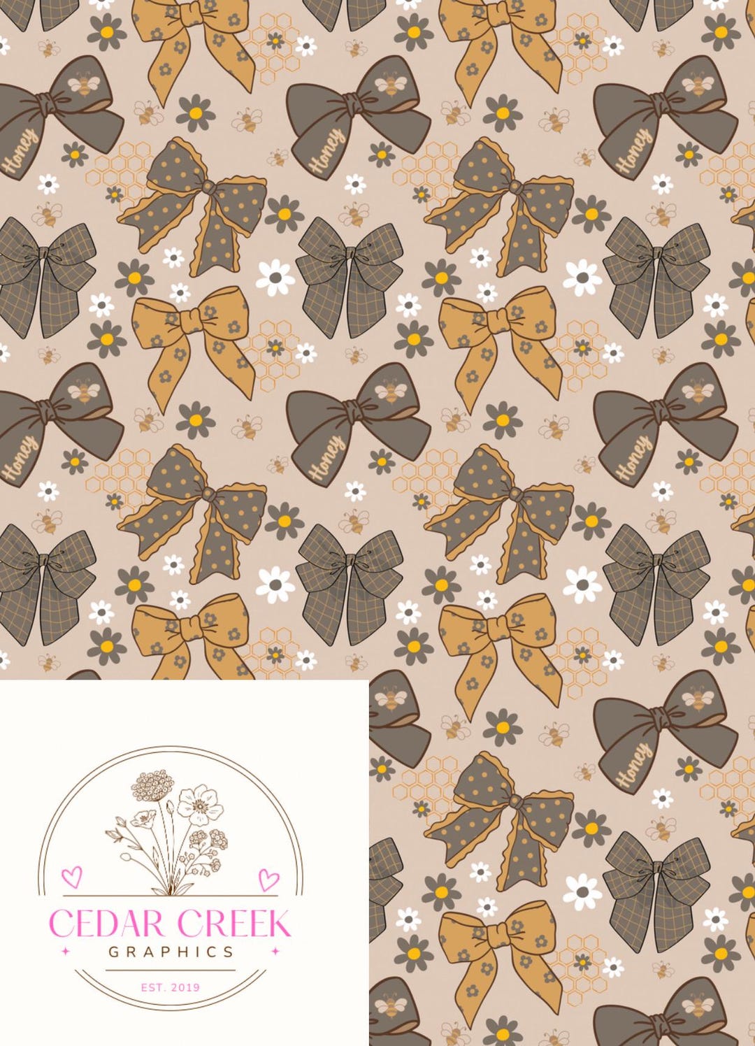 Muted Honey Bee Bow Inspired Seamless Digital Download Only - Etsy