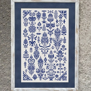 Antique Floral Sampler Cross Stitch Pattern, Cross Stitch Chart ...