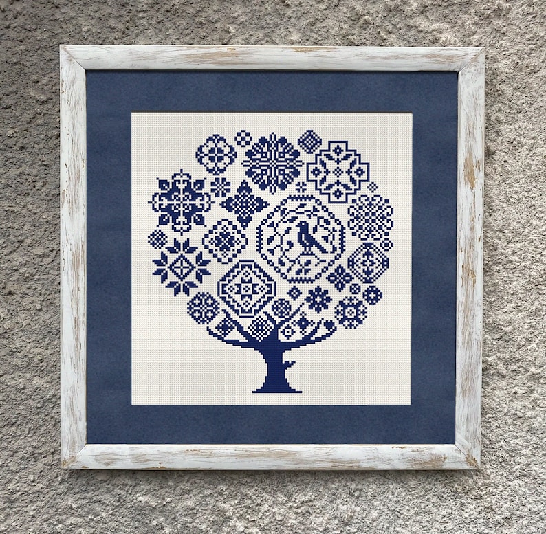 Mini Quaker Tree Cross Stitch Pattern, Easy Counted Cross Stitch Chart ...