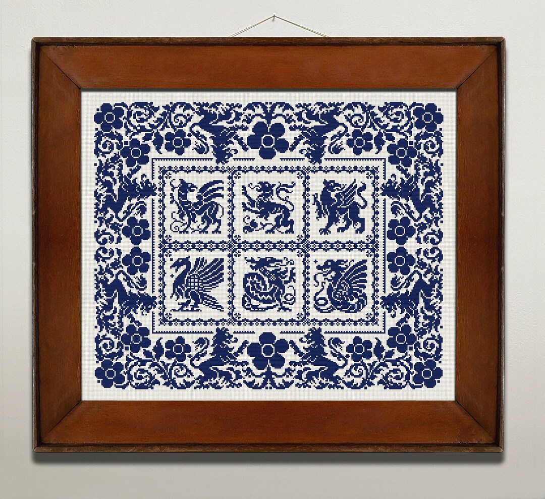 Dragons Sampler Cross Stitch Pattern, X Stitch Chart, Mythical ...