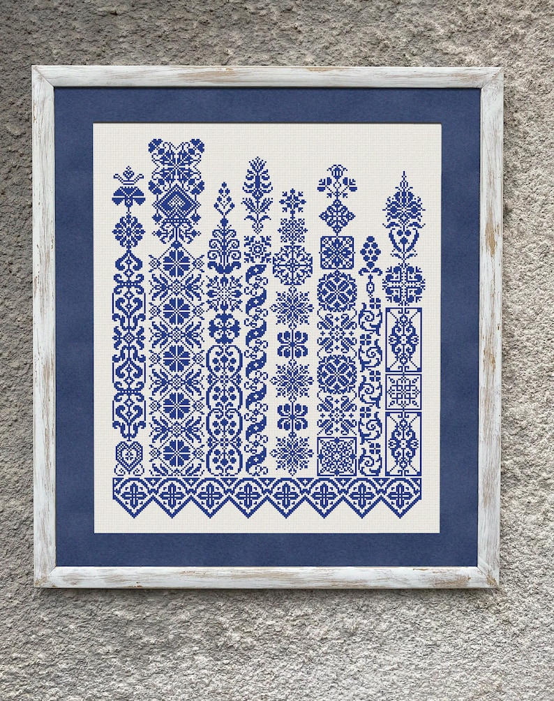 Monochrome Sampler Cross Stitch Pattern, Counted Cross Stitch Chart ...