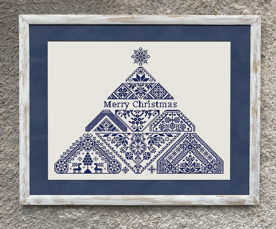 Christmas Tree Quaker Sampler Cross Stitch Pattern, X Stitch Chart ...