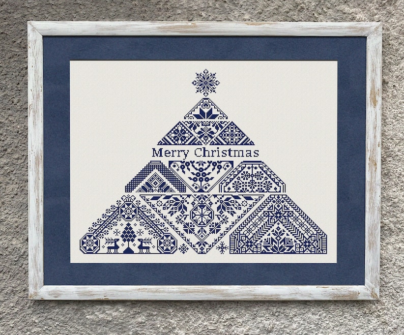 Christmas Tree Quaker Sampler Cross Stitch Pattern, X Stitch Chart ...