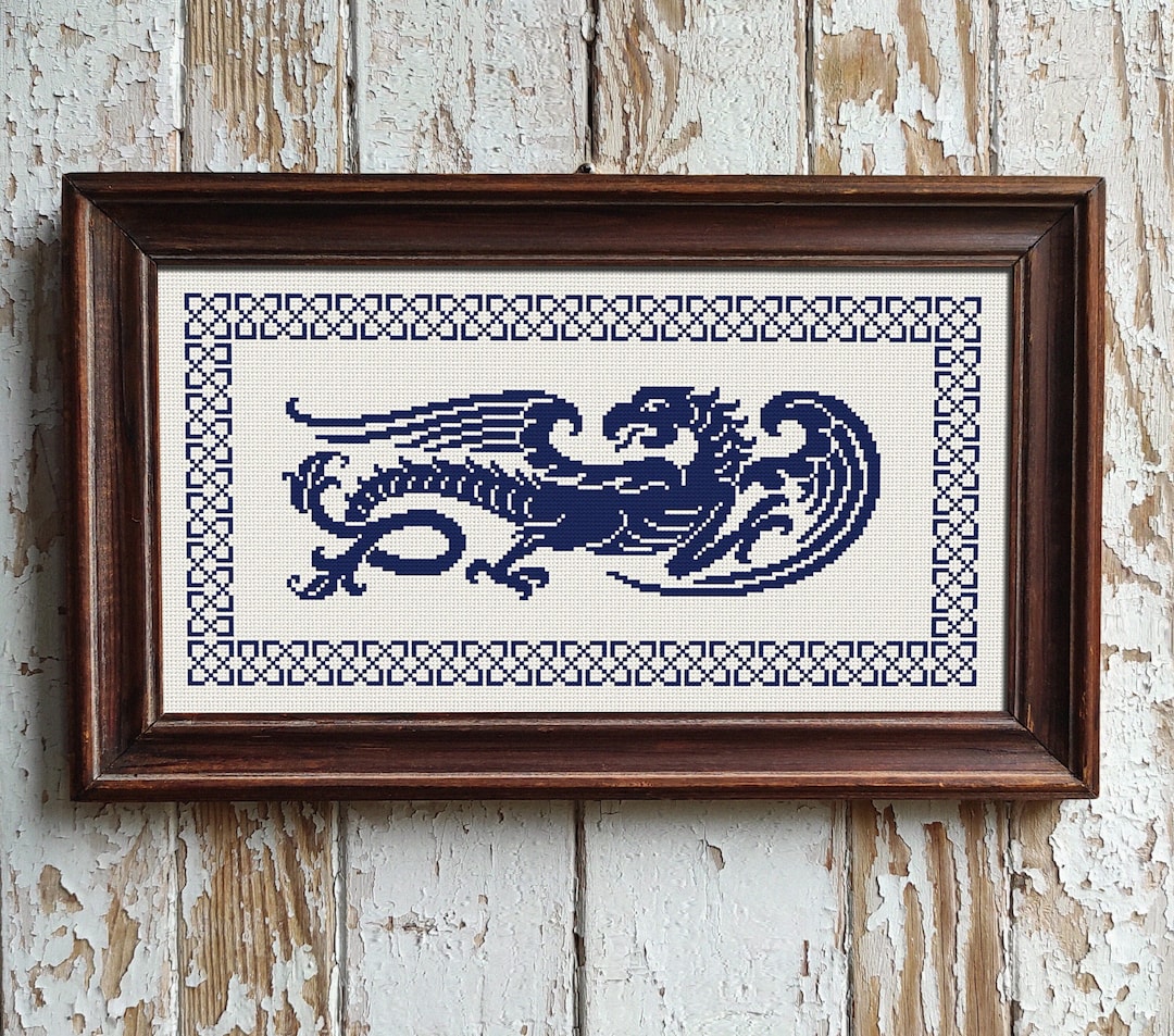 Dragon Sampler Monochrome Cross Stitch Pattern, Cross Stitch Chart ...