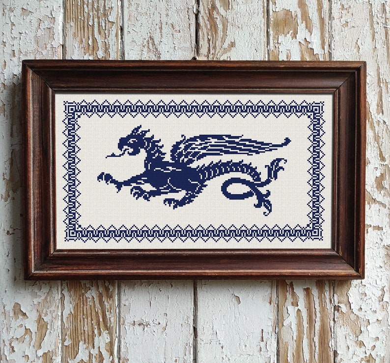 Dragon Sampler Monochrome Cross Stitch Pattern, Cross Stitch Chart ...