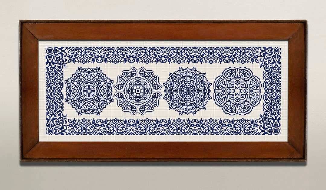 Mandala Sampler Cross Stitch Pattern, Сross Stitch Chart, Monochrome ...
