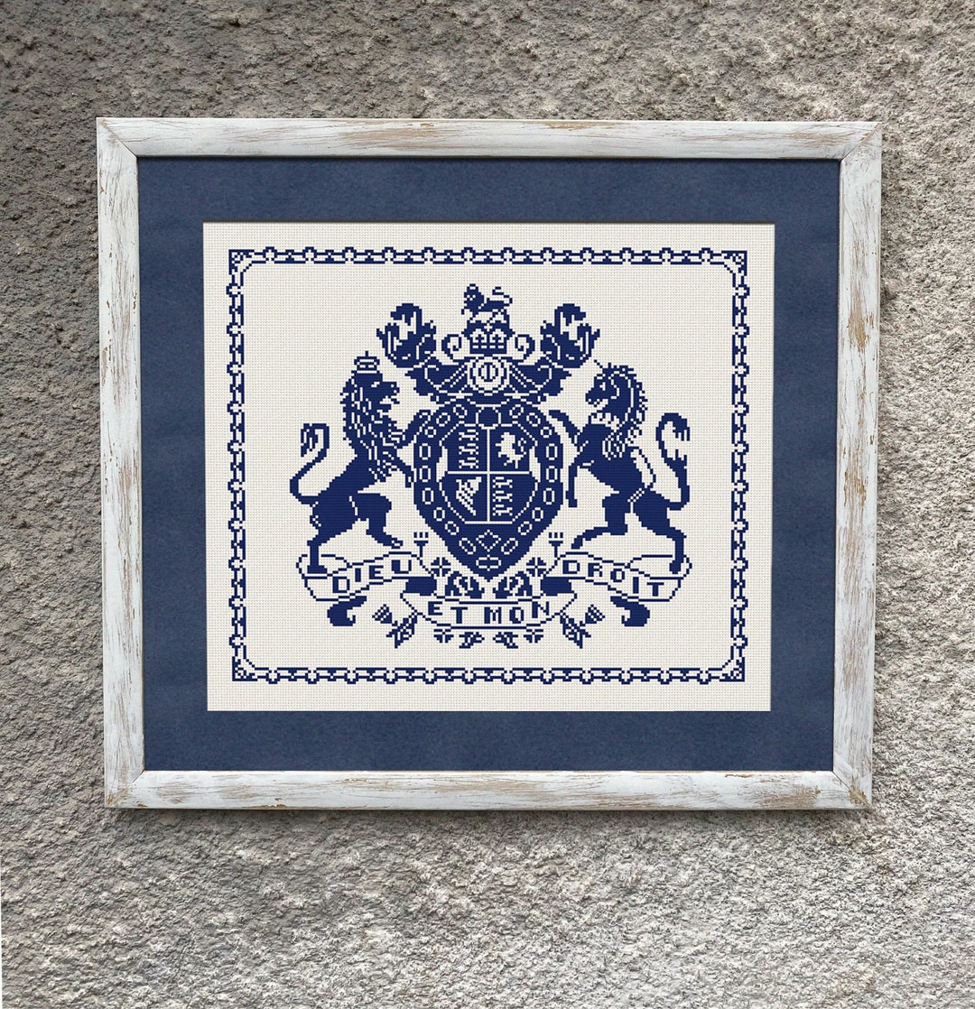 Monochrome Sampler Cross Stitch Pattern, X Stitch Chart, Coat of Arms ...