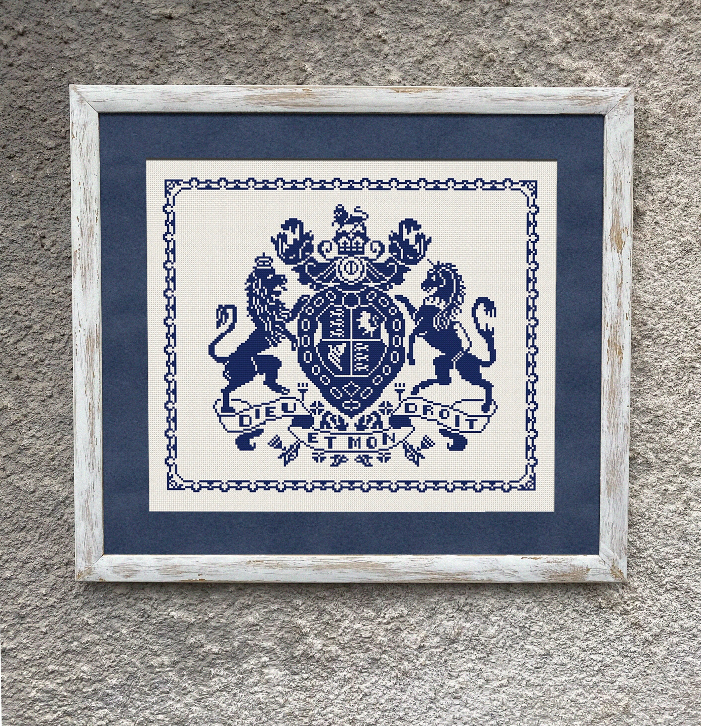 Monochrome Sampler Cross Stitch Pattern, X Stitch Chart, Coat of Arms ...