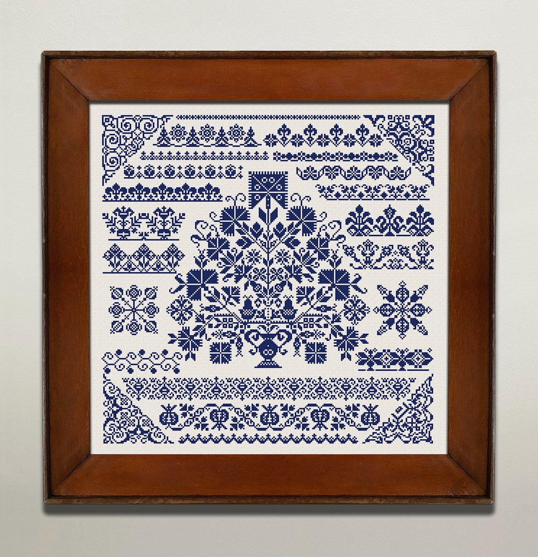 Monochrome Sampler Cross Stitch Pattern, Cross Stitch Chart, Sampler ...