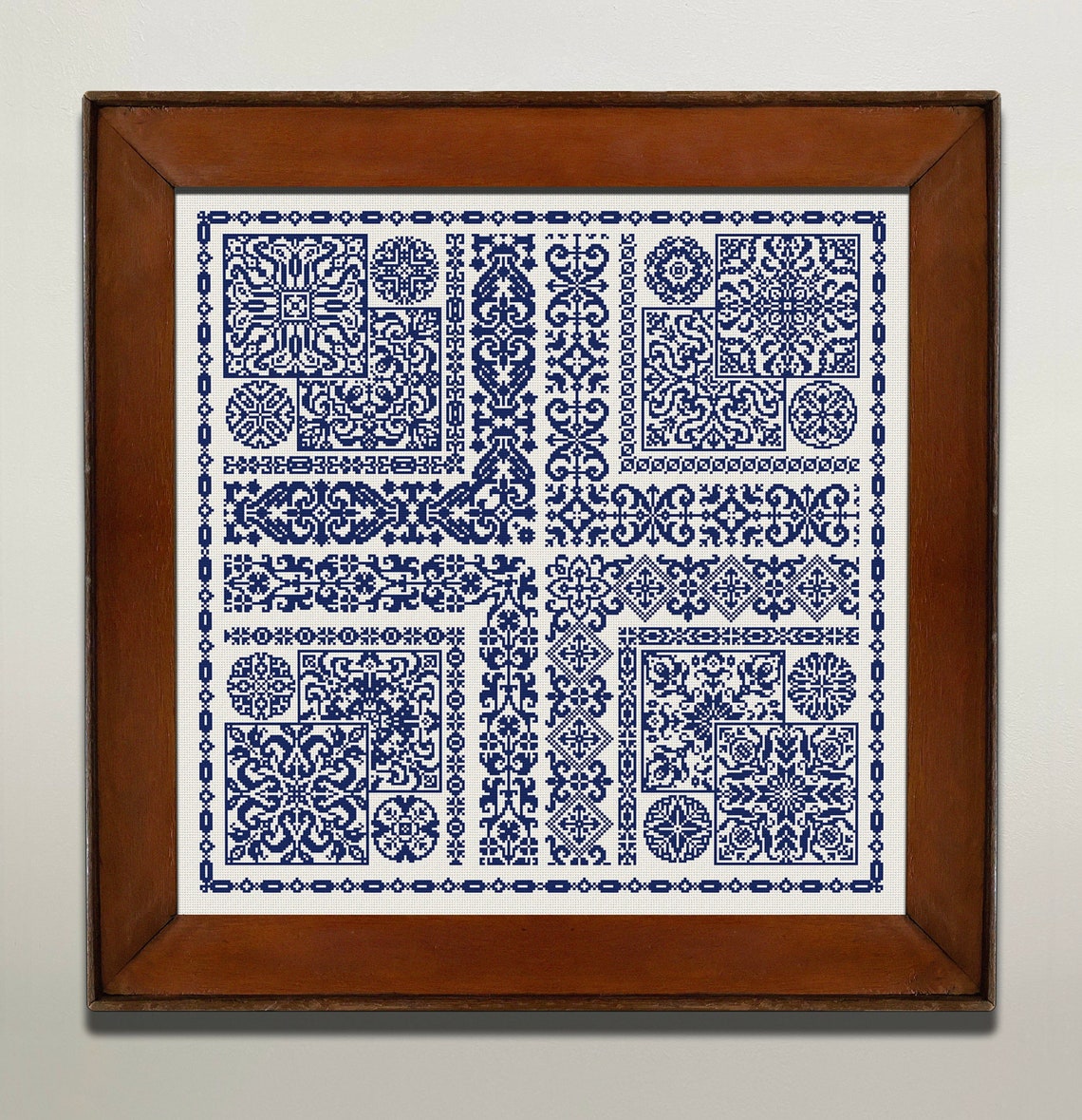 Monochrome Geometric Sampler Cross Stitch Pattern, X Stitch Chart ...