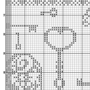 Keys Sampler Cross Stitch Pattern, Cross Stitch Chart, Monochrome ...