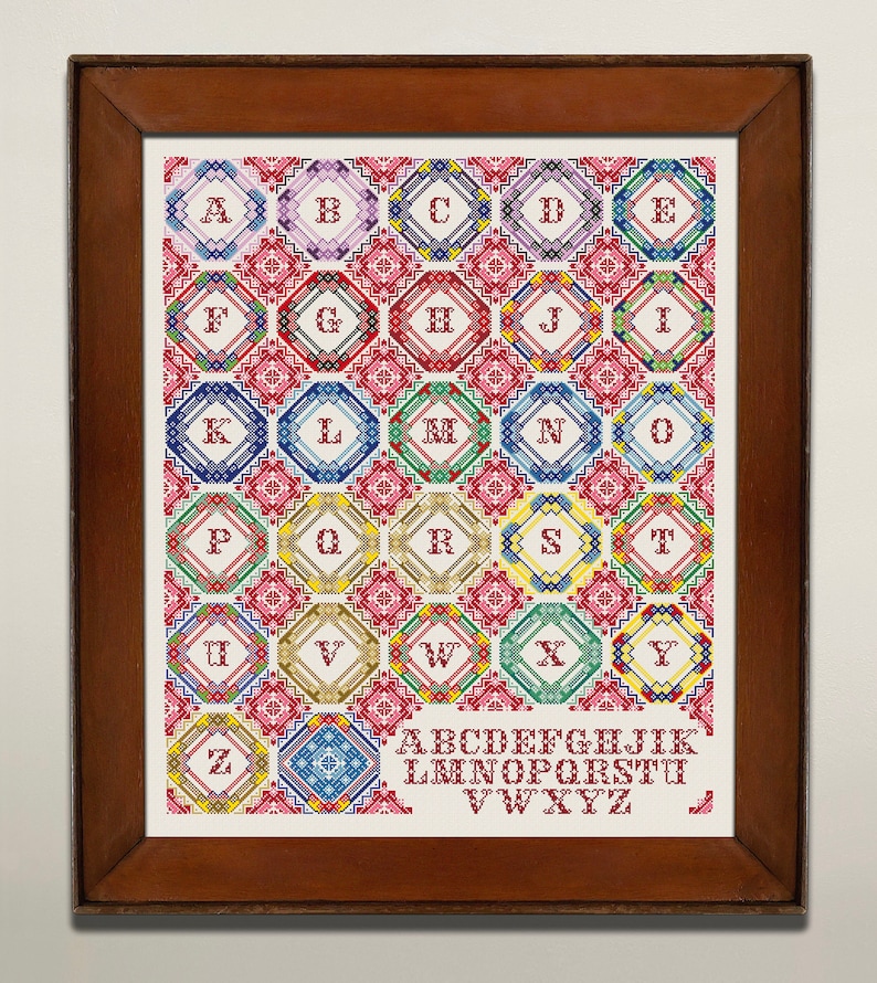 Alphabet Sampler Cross Stitch Pattern, X Stitch Chart, ABC Embroidery ...