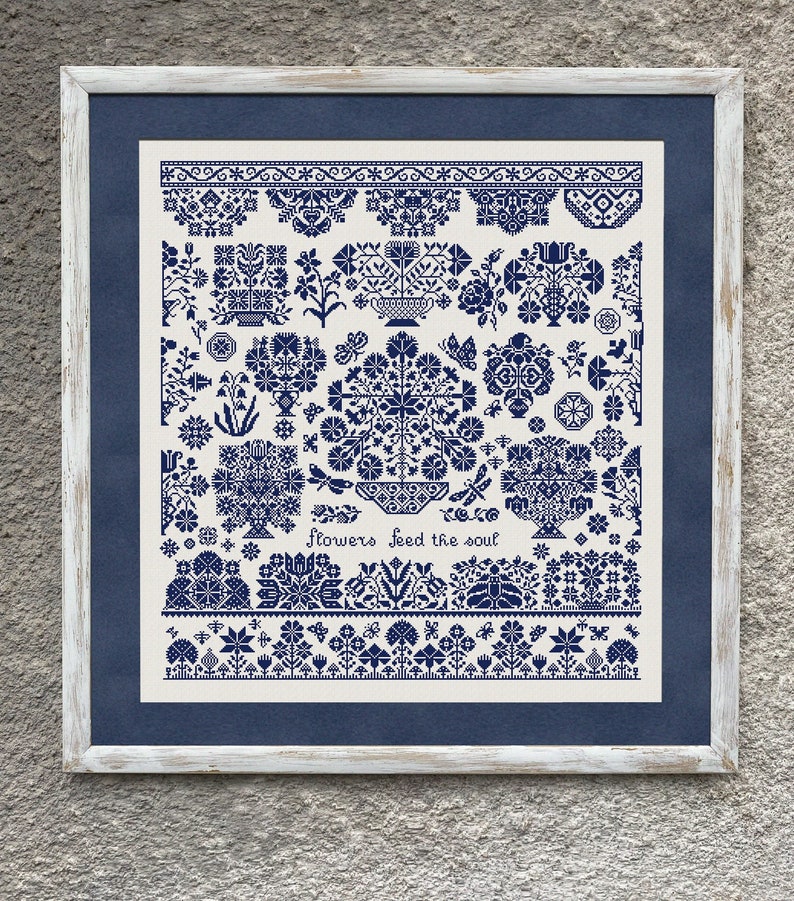 Floral Sampler Cross Stitch Pattern Cross Stitch Chart - Etsy