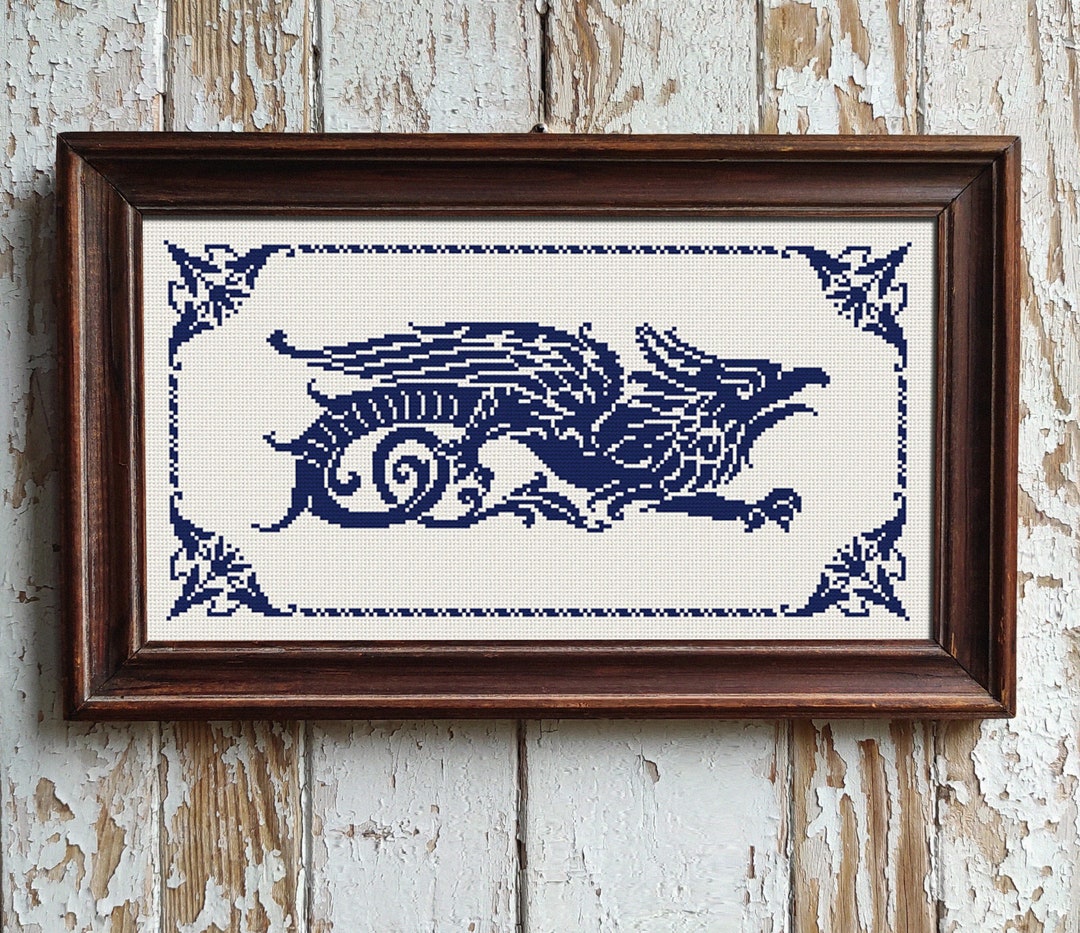 Dragon Sampler Monochrome Cross Stitch Pattern, Cross Stitch Chart ...