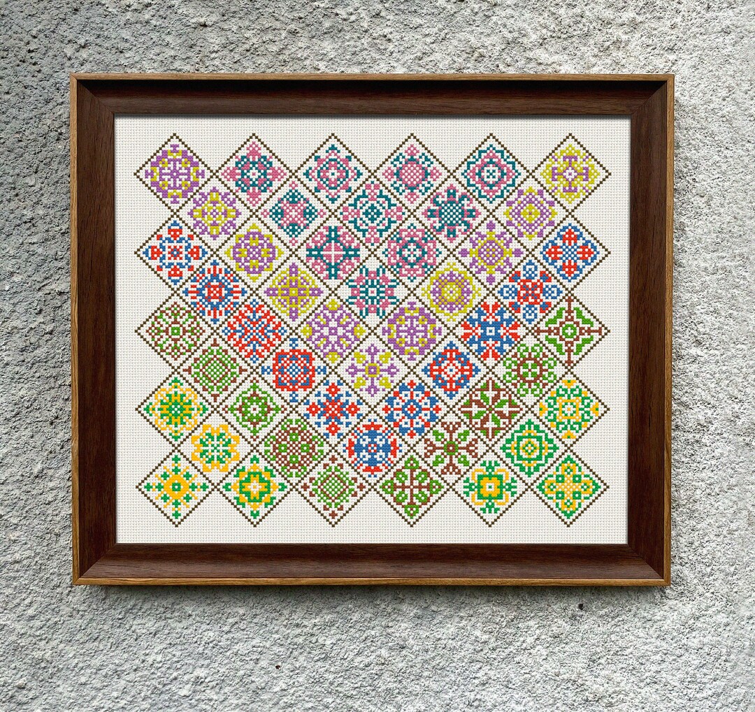 Tiles Sampler Cross Stitch Pattern, Cross Stitch Chart, Sampler Quilt ...