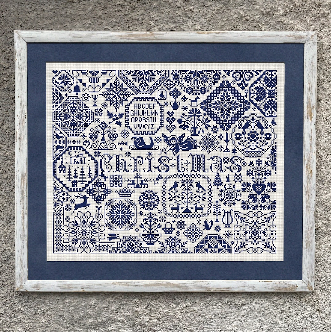 Christmas Quaker Sampler Cross Stitch Pattern, Cross Stitch Chart ...