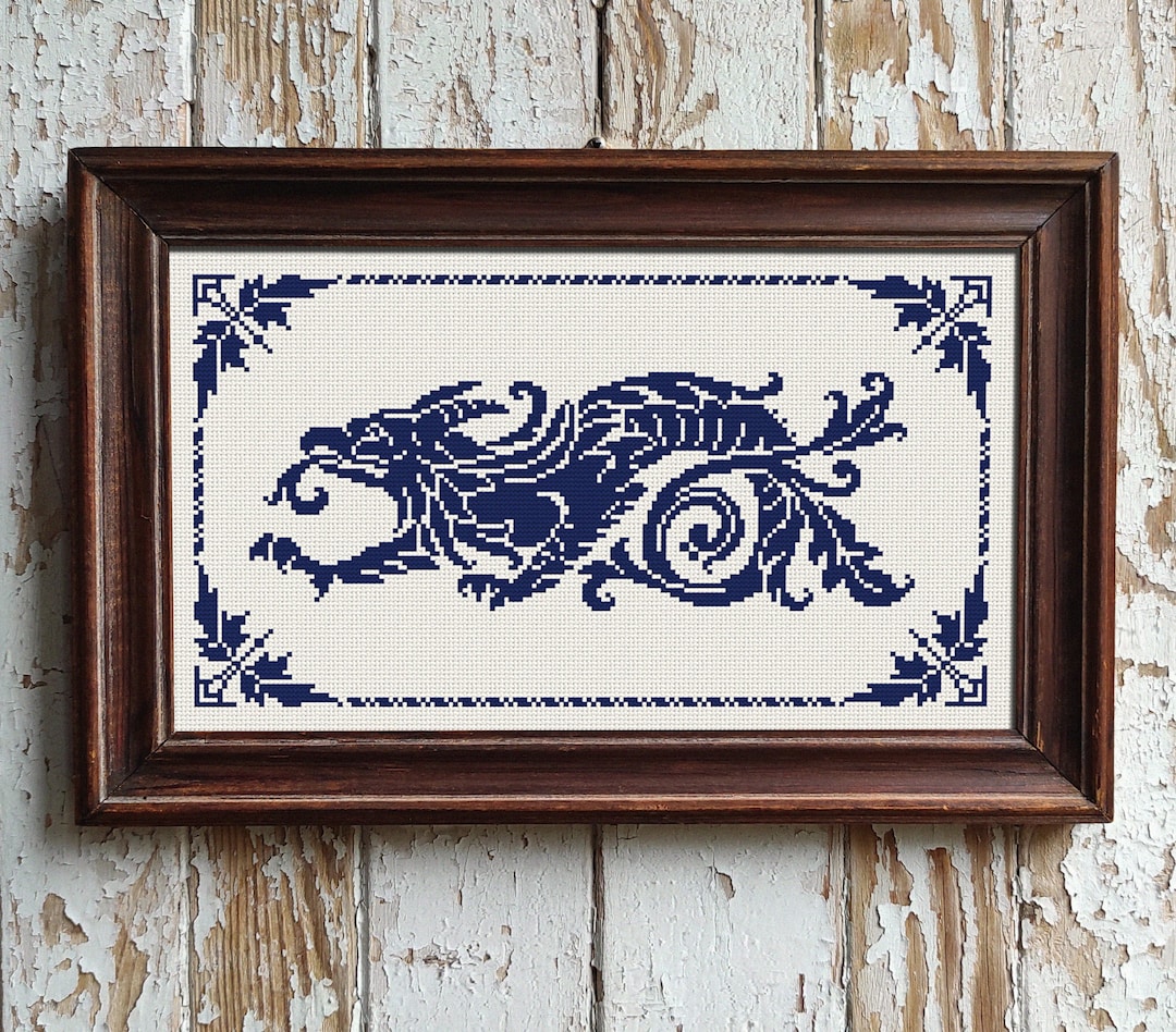 Dragon Sampler Monochrome Cross Stitch Pattern, Cross Stitch Chart ...