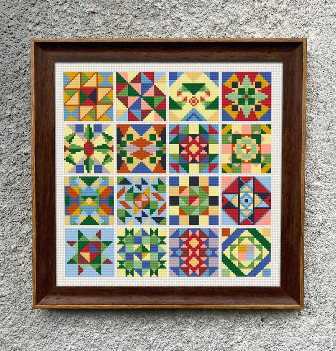 Tiles Sampler Cross Stitch Pattern, Cross Stitch Chart, Quilt Blocks ...