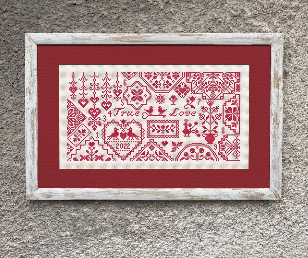 Mini Quaker Sampler True Love Cross Stitch Pattern, Cross Stitch Chart ...