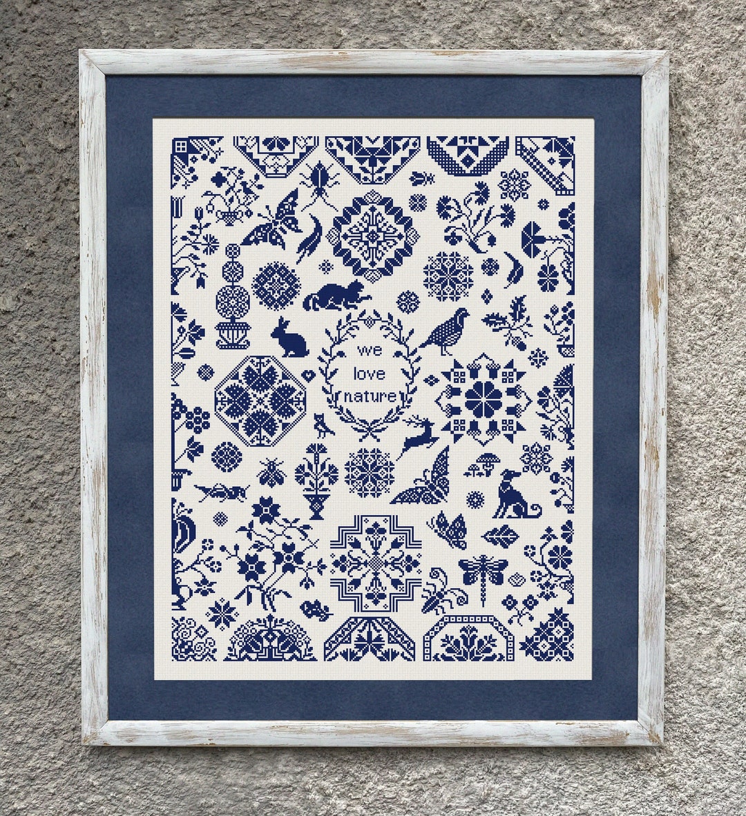 We Love Nature Quaker Sampler Cross Stitch Pattern, X Stitch Chart ...
