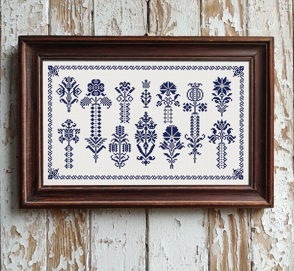 Vintage Flowers Sampler Cross Stitch Pattern Cross Stitch - Etsy