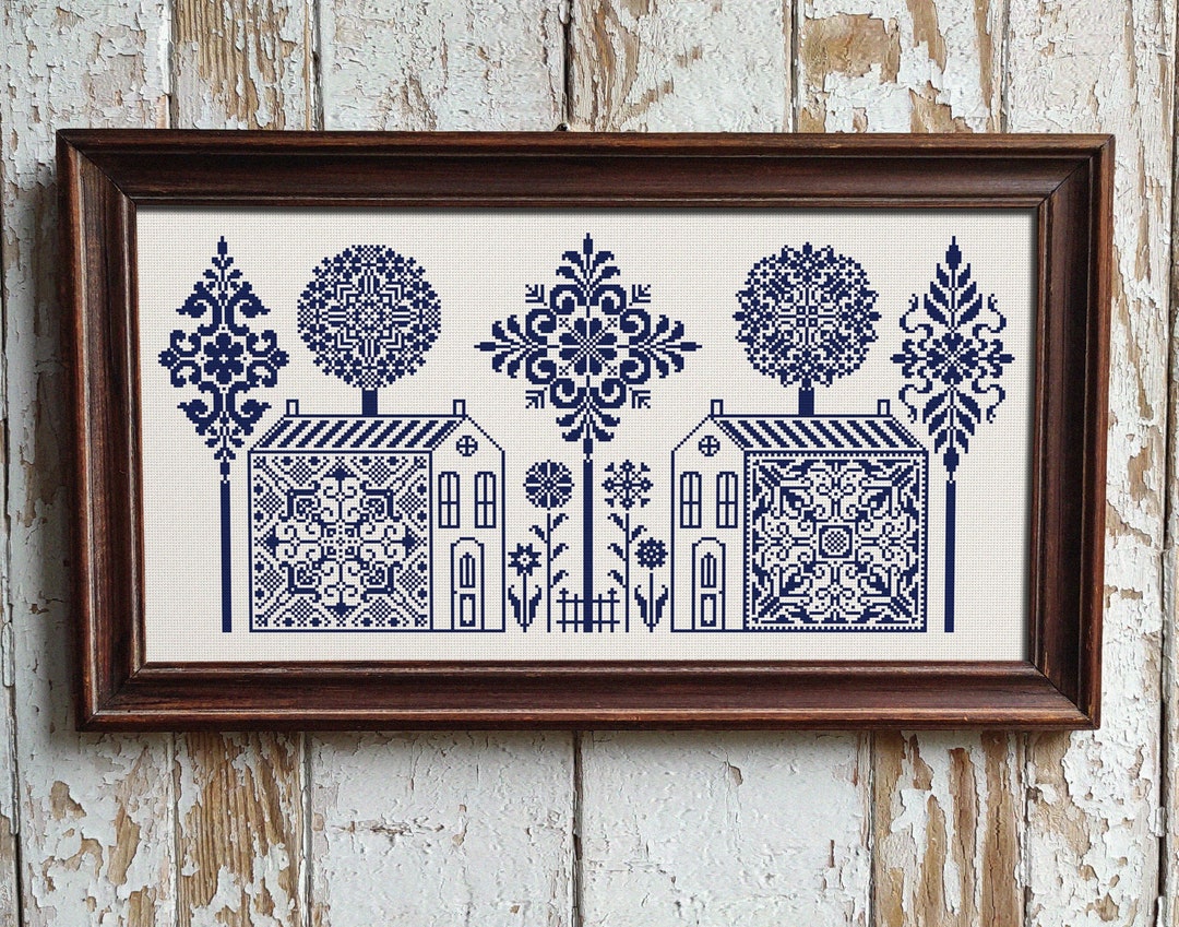 Quaker Sampler Cross Stitch Pattern, Cross Stitch Chart, Monochrome ...